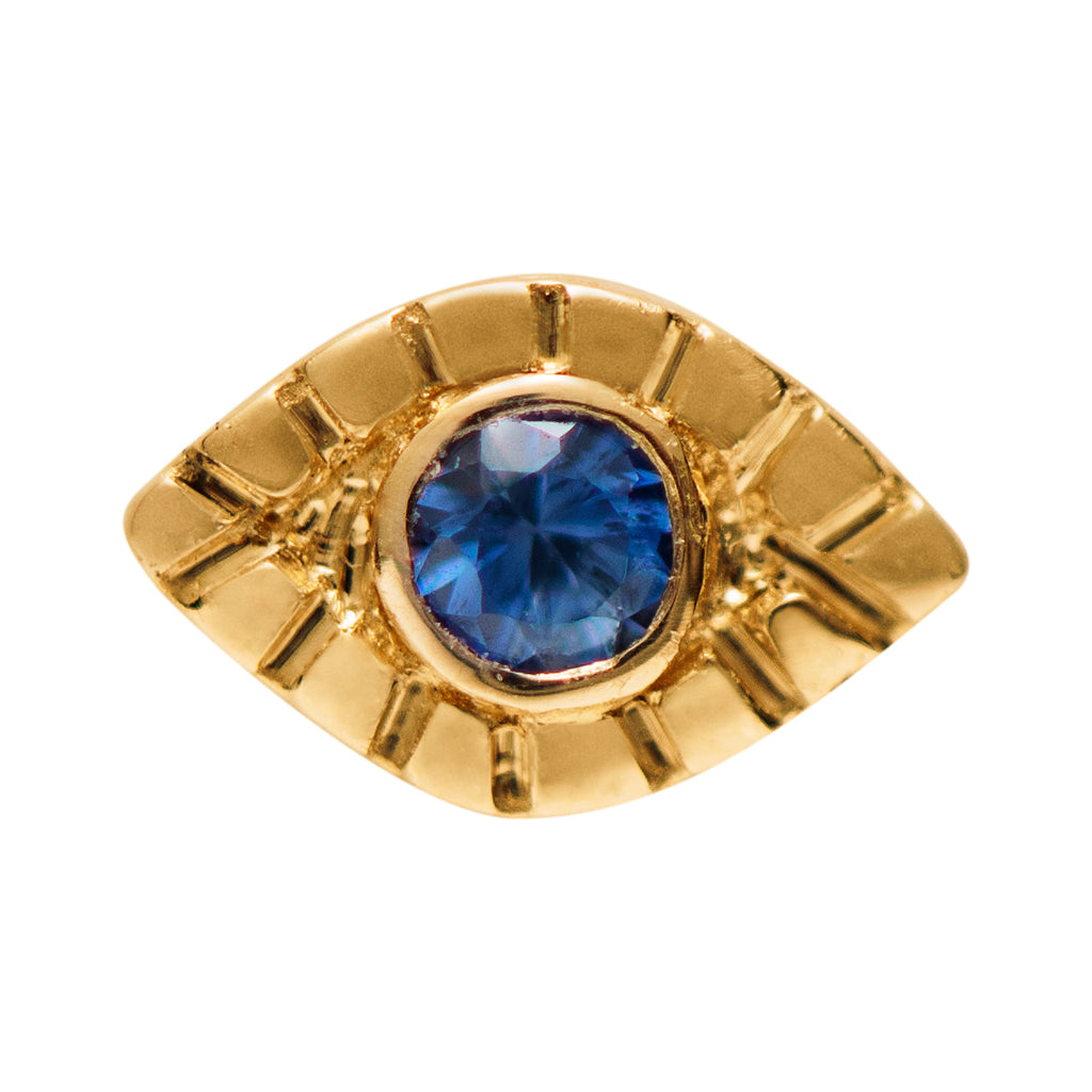 Evil Eye Tooth Gem with Sapphire – 18k Gold by Twinkles