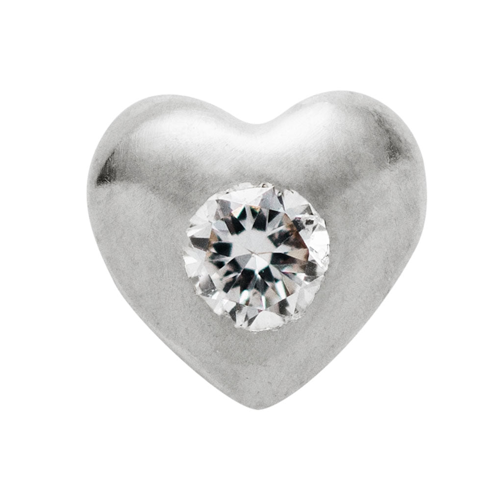 Heart Tooth Gem with Diamond 18k White Gold | Twinkles Jewelry