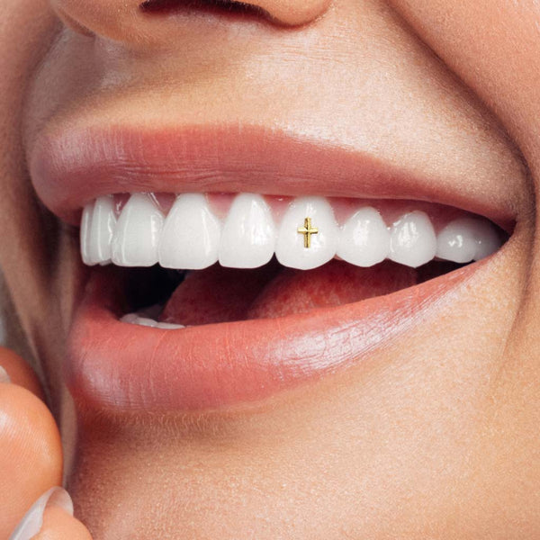 Cross Tooth Gem – 24k Solid Gold | Symbolic Twinkles Jewelry